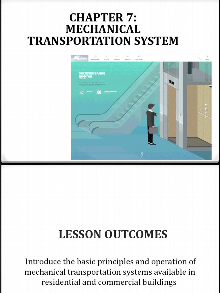 Topic 7 - Mechanical Transportation System | PDF | Elevator | Building Engineering