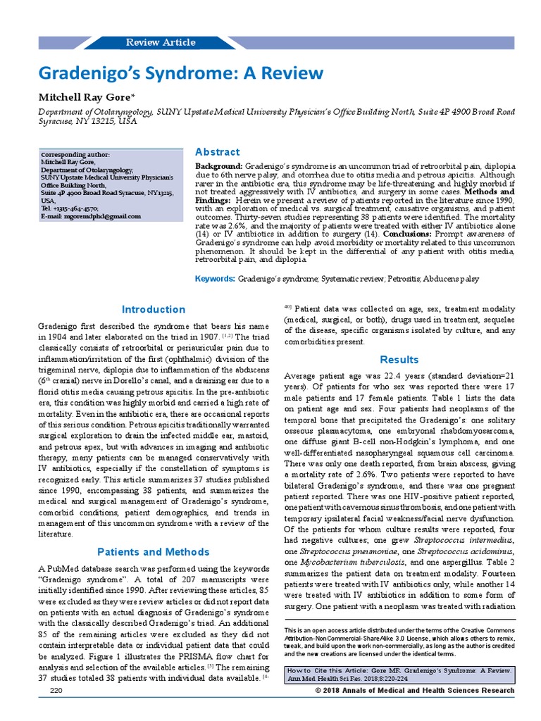 Gradenigos Syndrome A Review | PDF | Surgery | Clinical Medicine