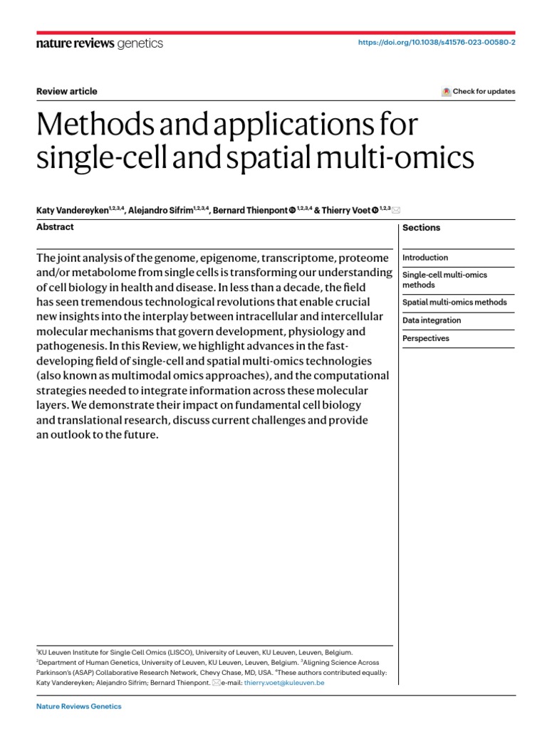 Single-Cell Multi-Omics Advances | PDF | Dna Sequencing | Transcriptome