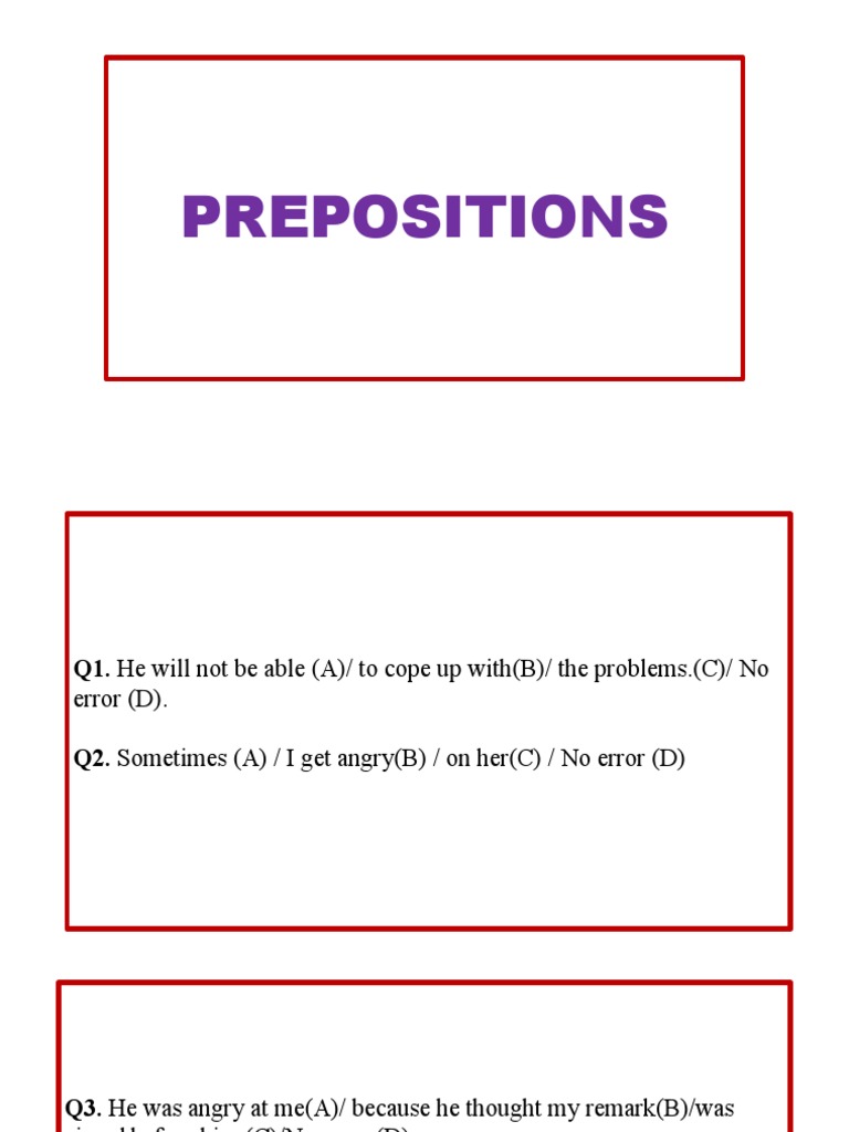 Error Spotting Prepositions | PDF