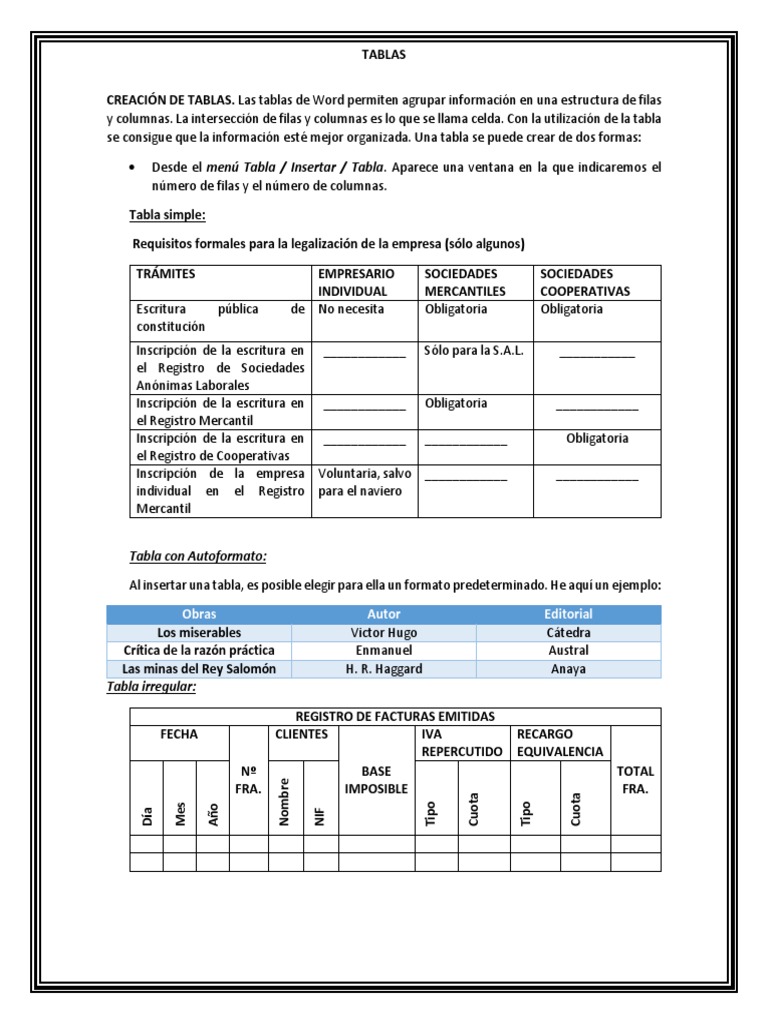 Tablas | PDF