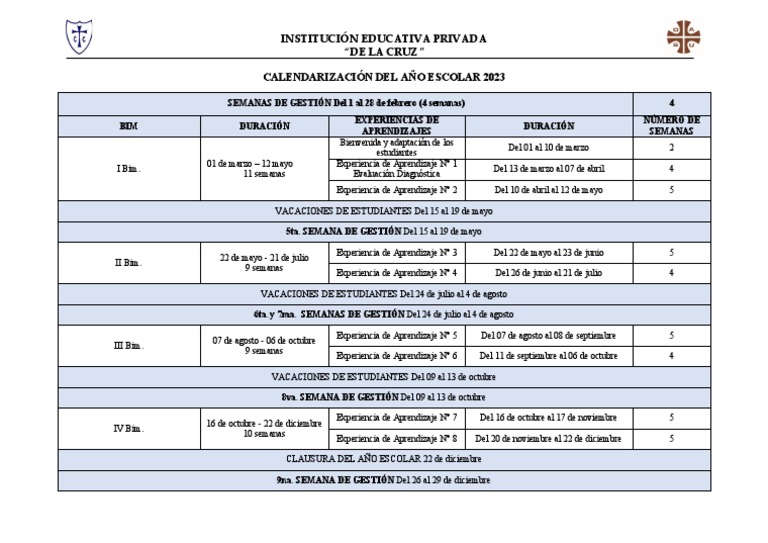 Calendarización Del Año Escolar 2023 | PDF | Academia