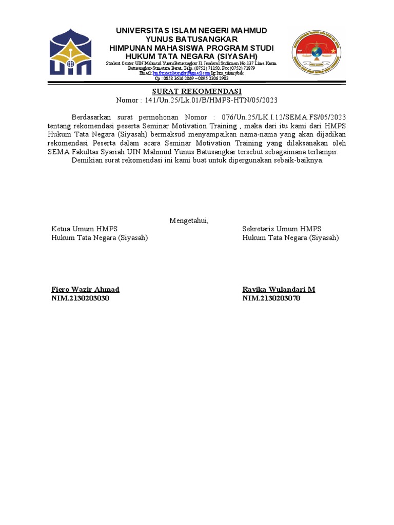 Rekomendasi Peserta Smt... | PDF