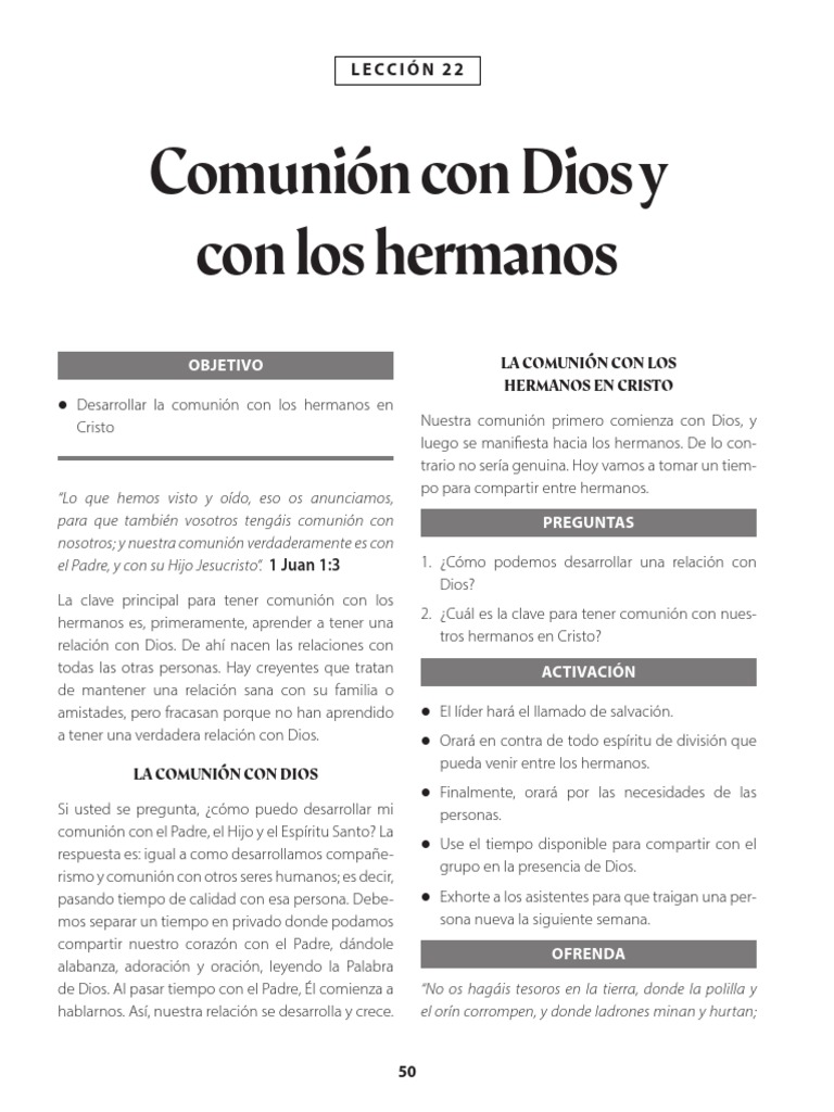 05-31-23 Comunión Con Dios y Con Los Hermanos | PDF | eucaristía ...