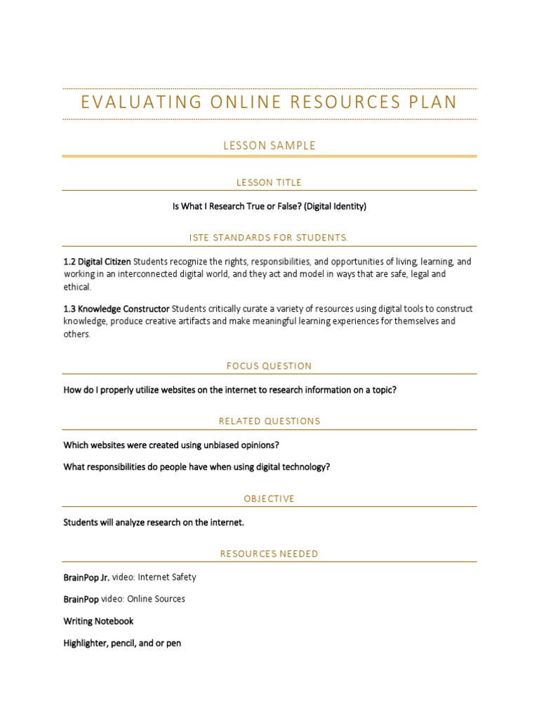Evaluating Online Resources-Itec 7455 | PDF | Teachers | Learning