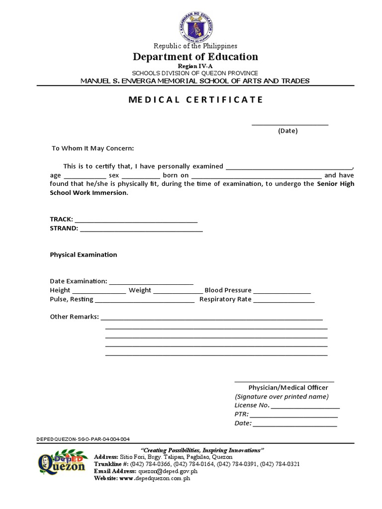 Immersion Medical Certificate | PDF | Medical Specialties | Clinical ...