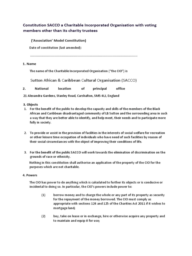 Constitution SACCO | PDF | Trustee | Quorum