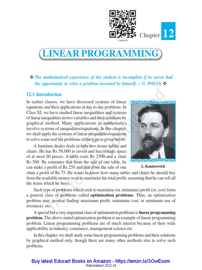 Ch 12 Linear Programming Pdf Linear Programming Mathematical Optimization 6534