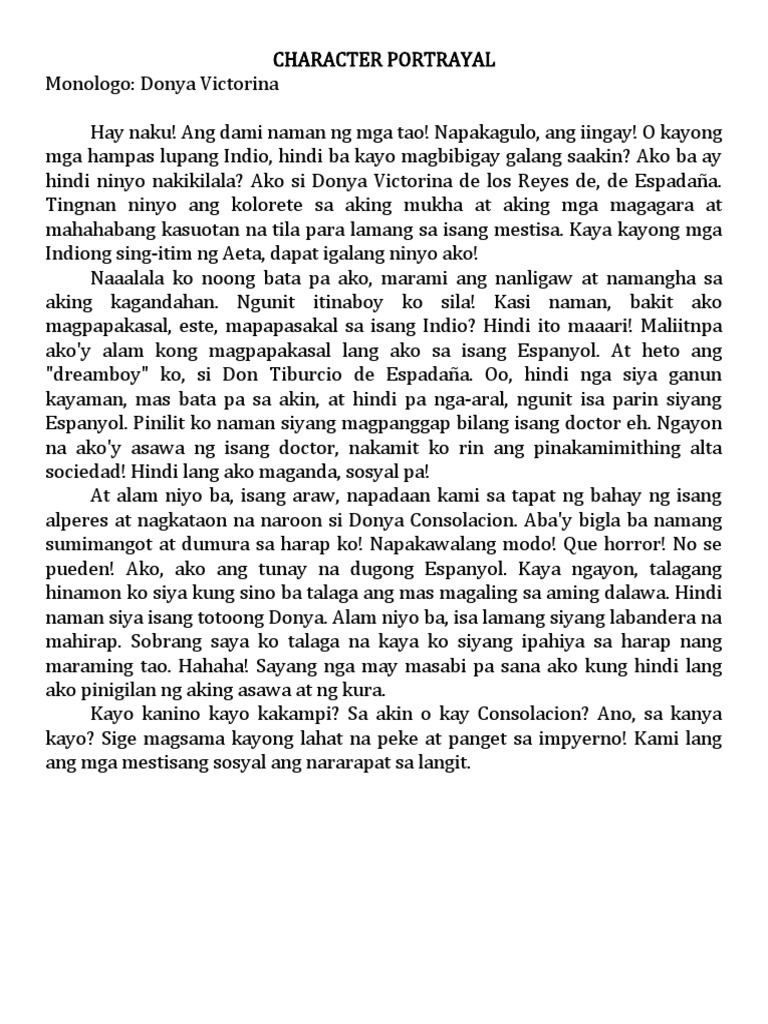 CHARACTER PORTRAYAL | PDF