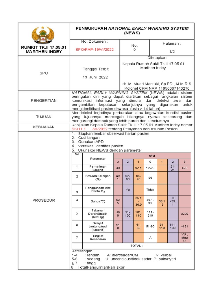 Spo NEWS, PEWS, MEOWS RSMI | PDF