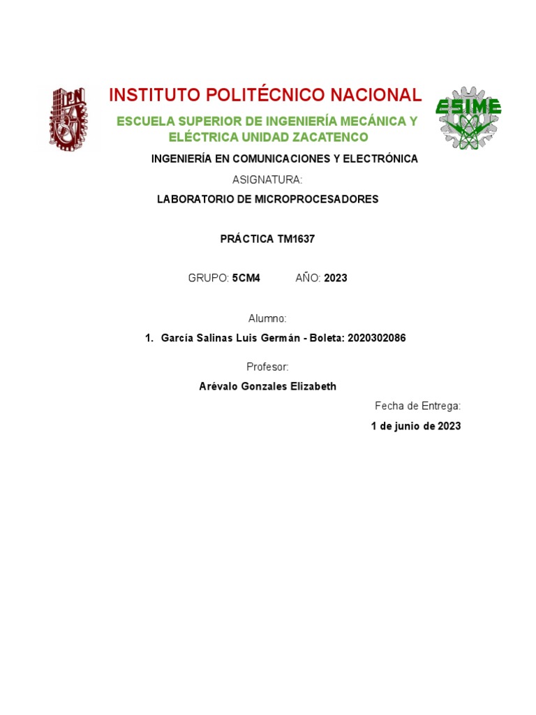 Practica Micro tm1638 | PDF | Tecnología de información y comunicaciones | Bienes manufacturados