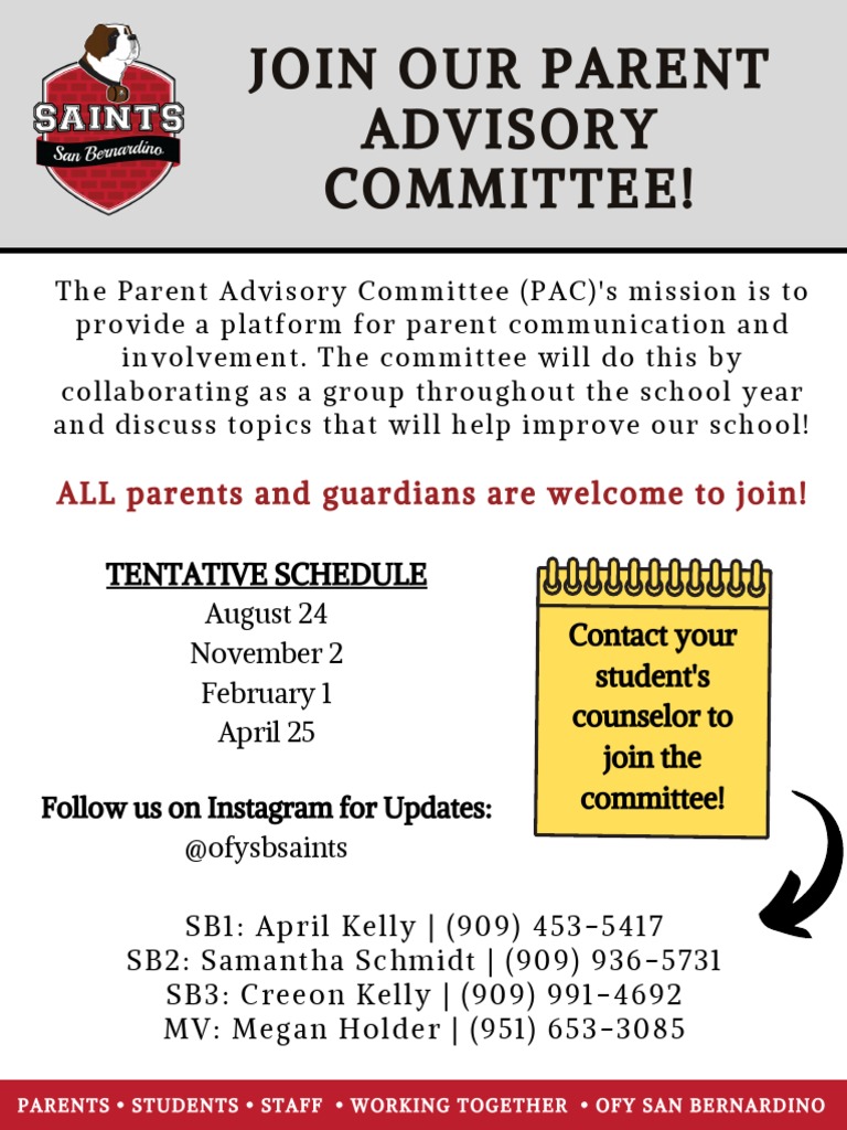 2023-2024 Parent Advisory Committee Recruitment Flyer Dates | PDF