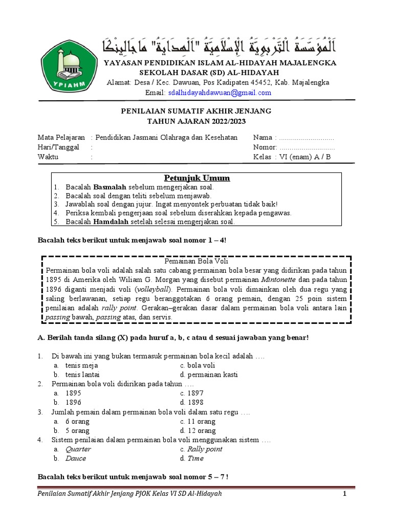 Soal Pjok Us-1 | PDF