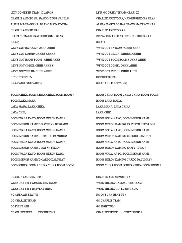 Charlie Team Spirit Chant | PDF