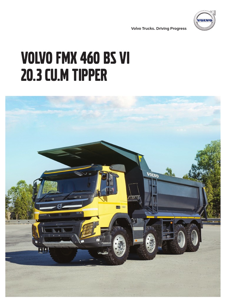 Volvo FMX 460 8X4 20 3 Cu M Tipper BS VI Data Sheet | PDF | Truck | Axle
