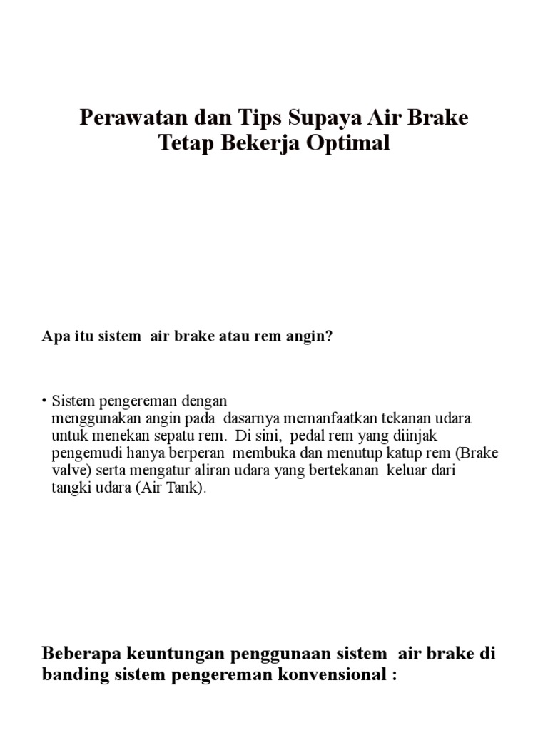 Presentasi Sistem Air Brake | PDF