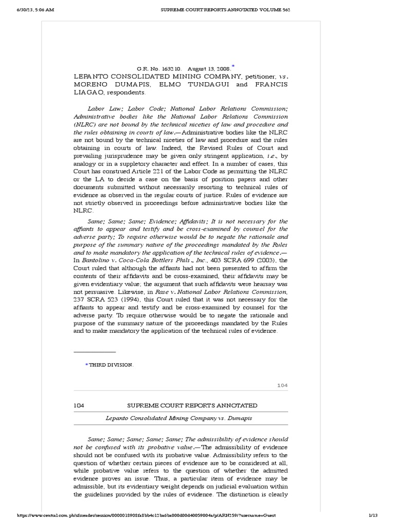 Lepanto Vs Dumapis eSCRA | PDF | Evidence (Law) | Relevance (Law)