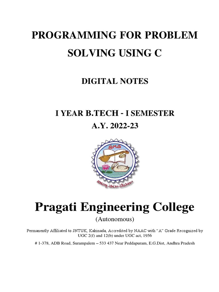 PPSC Unit 1&2 Lesson Notes | PDF | Data Type | C (Programming Language)