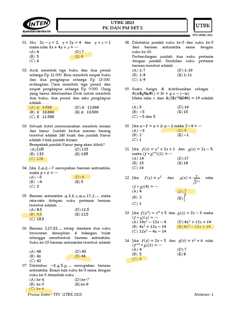 Utbk 2023 PK Dan PM Set 2 | PDF