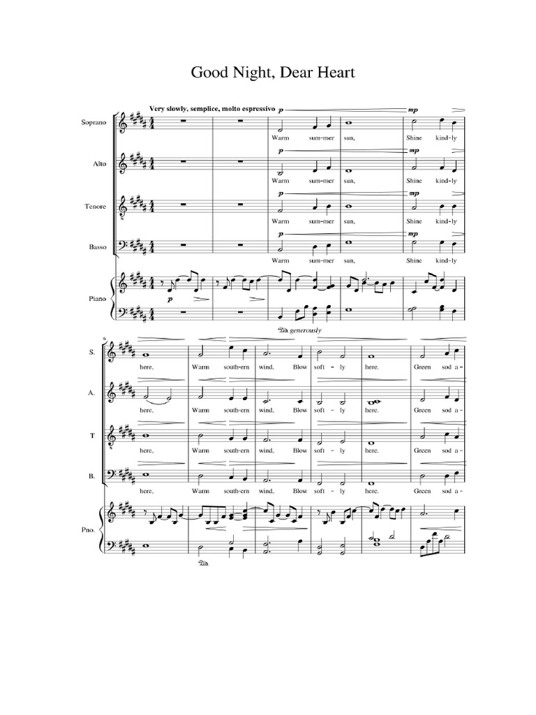 Heart - Good Night Dear Heart | PDF