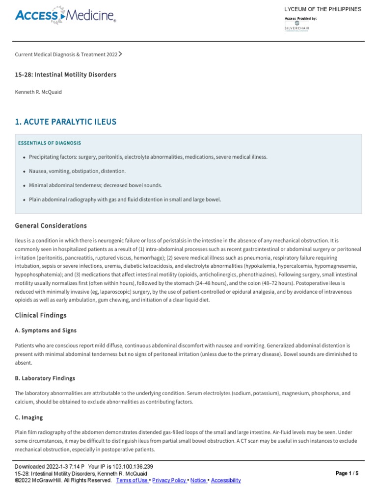 15-28_ Intestinal Motility Disorders | PDF | Causes Of Death ...