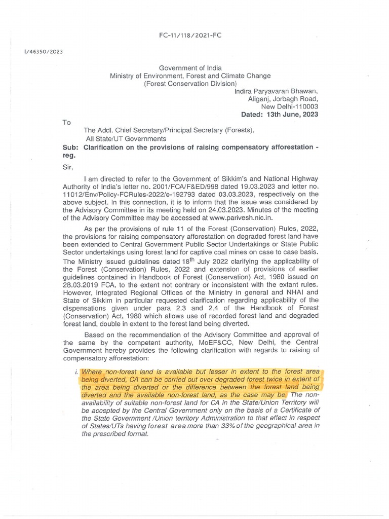 MoEF&CC Clarification On CA | PDF