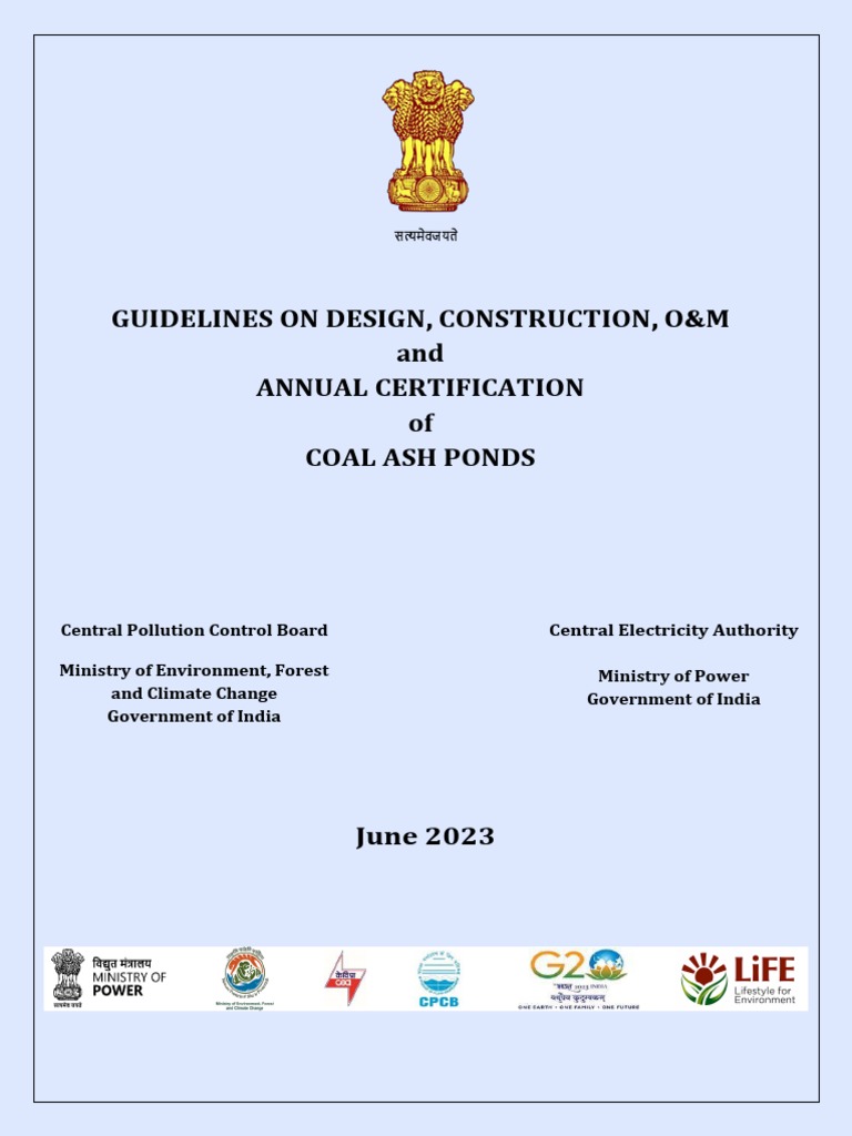 Cea Guidelines - On - Design - Construction - Om | PDF | Fly Ash | Dam
