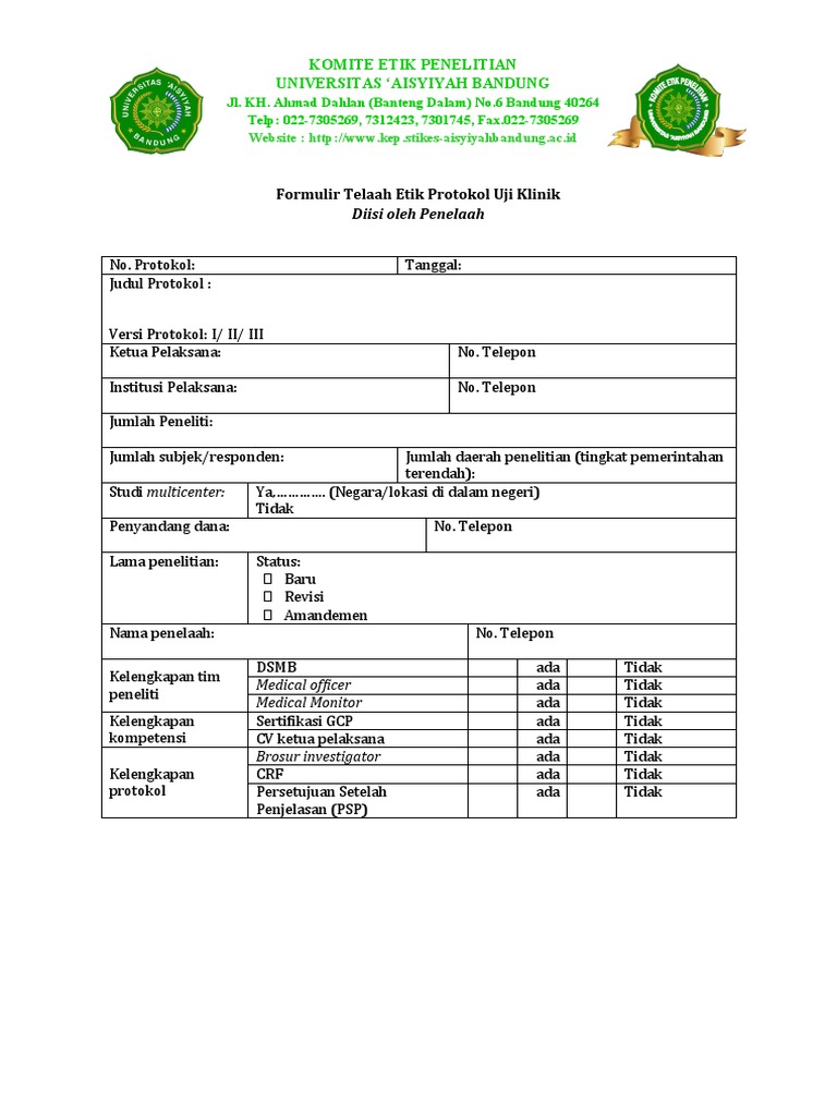 Form Telaah Uji Klinik | PDF