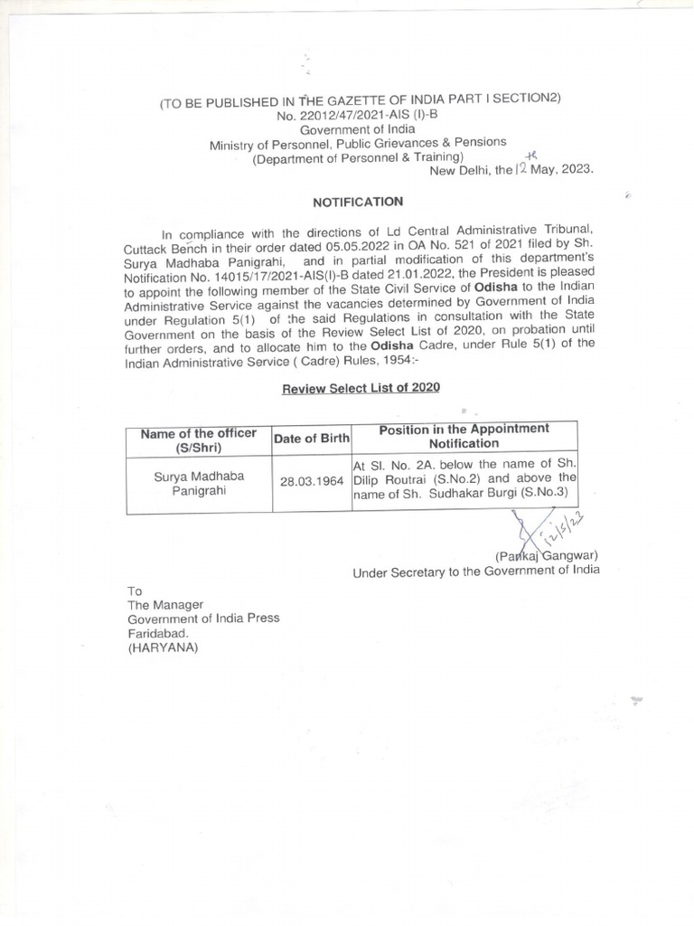 DoPT-SCS To IAS | PDF