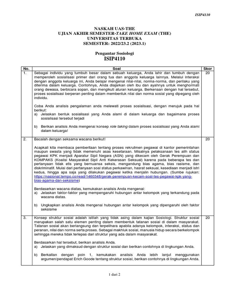 Naskah ISIP4110 The 1 | PDF | Ilmu Sosial | Kesehatan Holistik