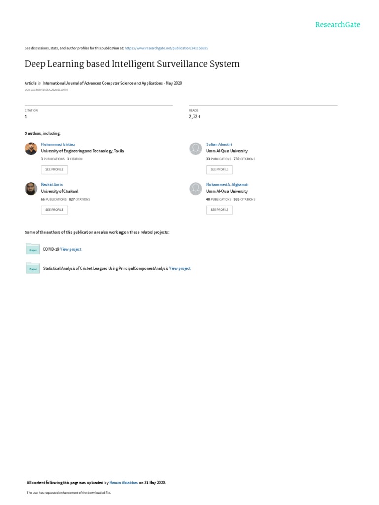 Paper 79-Deep Learning Based Intelligent Surveillance System | PDF | Support Vector Machine ...