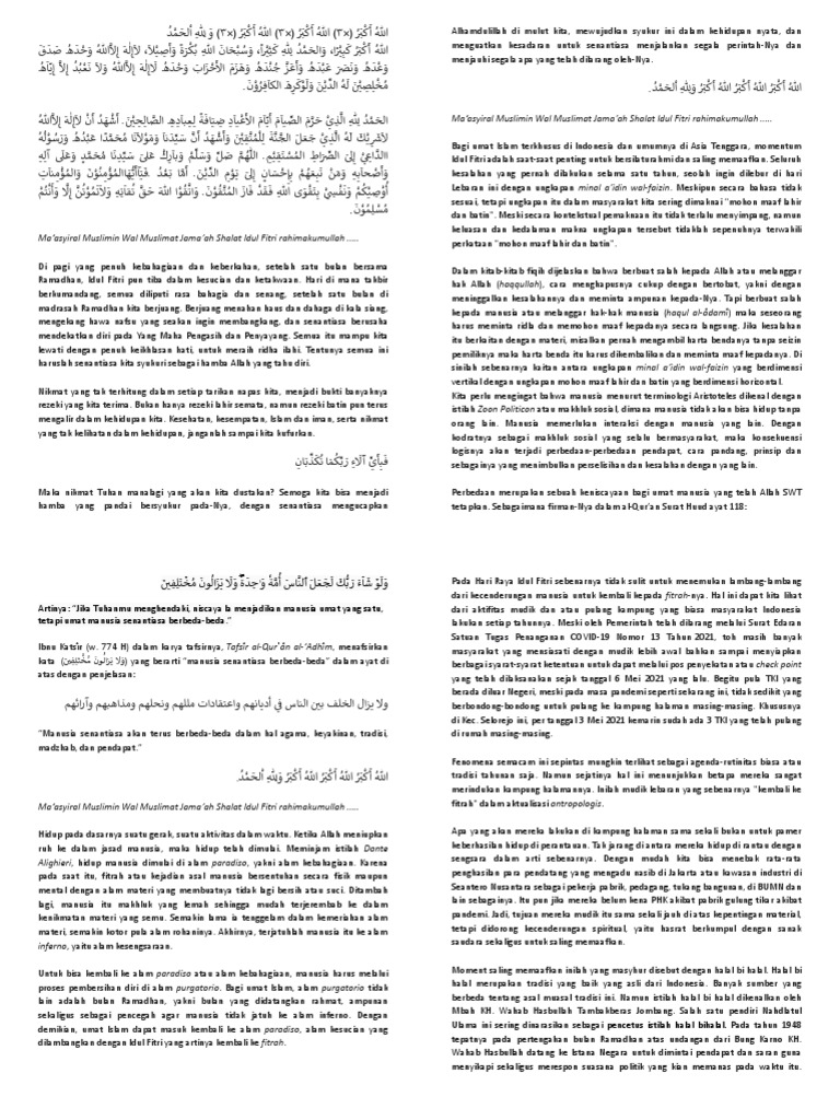 Khutbah Idul Fitri 1442 H | PDF