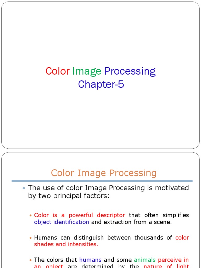 CHAPTER -5 FINAL FOR CLASS Color Image Processing | PDF | Color | Rgb Color Model