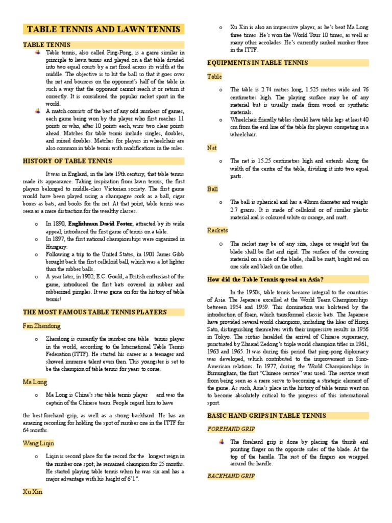 Tennis vs. Table Tennis Explained | PDF | Table Tennis | Individual Sports
