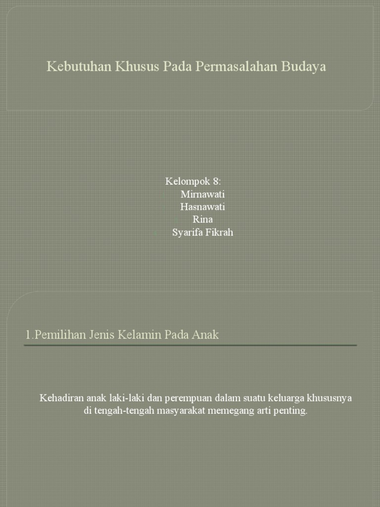 KLP 8. Kebutuhan Khusus Pada Permasalahan Budaya | PDF