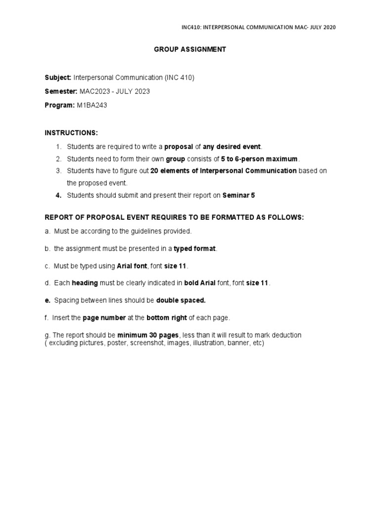 Interpersonal Communication Event Proposal | PDF | Communication ...