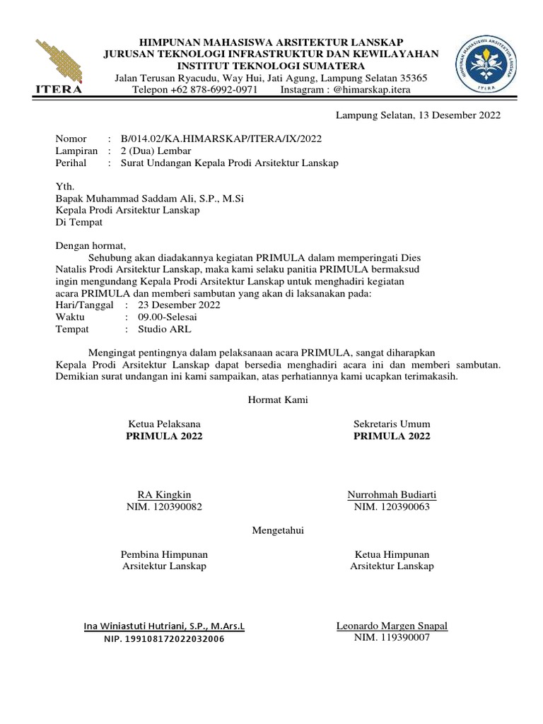 Undangan Kepala Prodi | PDF