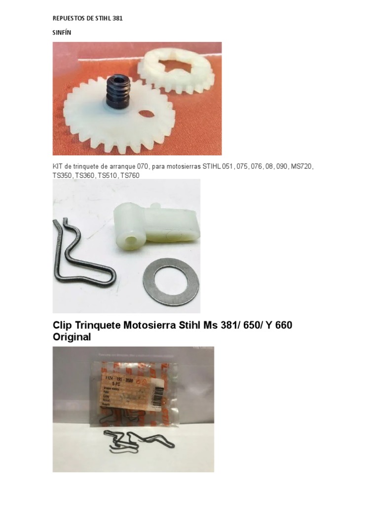 Repuestos de Stihl 381 | PDF