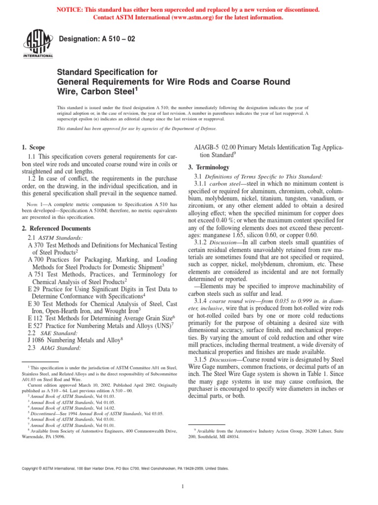 ASTM A 510 - 02 Standard Specification For General Requirements For ...