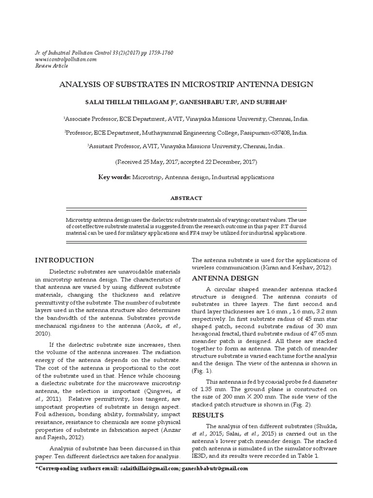 2017analysis of Substrates in Microstrip Antenna Design | PDF | Antenna ...