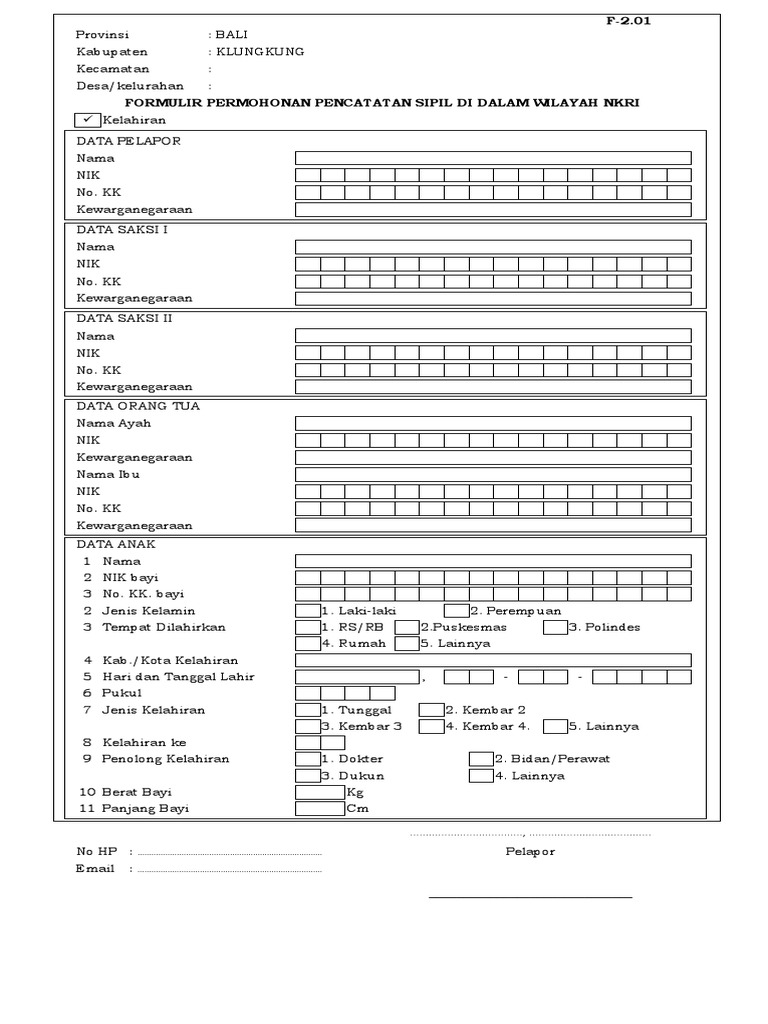 Form Pencatatan Sipil 2020 | PDF
