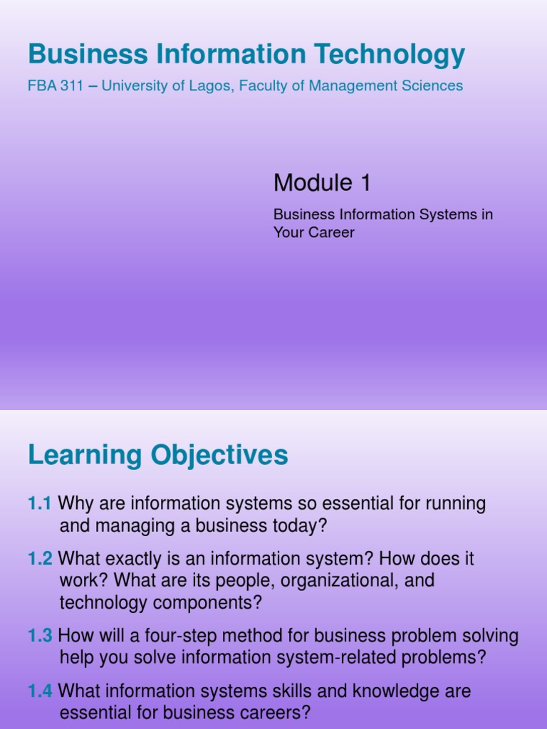 Femi Module 1 Lecture | PDF | Information System | System