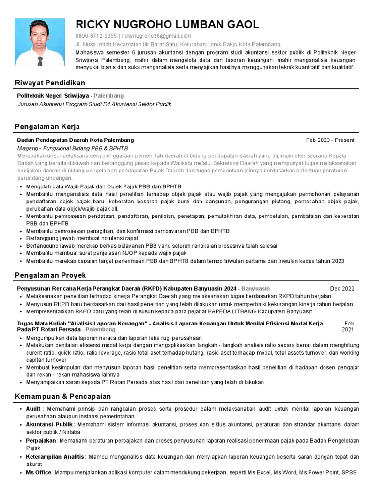 Curriculum Vitae Ricky Nugroho Lumban Gaol - Compressed | PDF