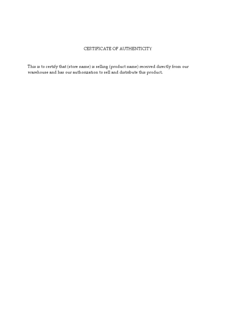 Certificate of Authenticity Template | PDF