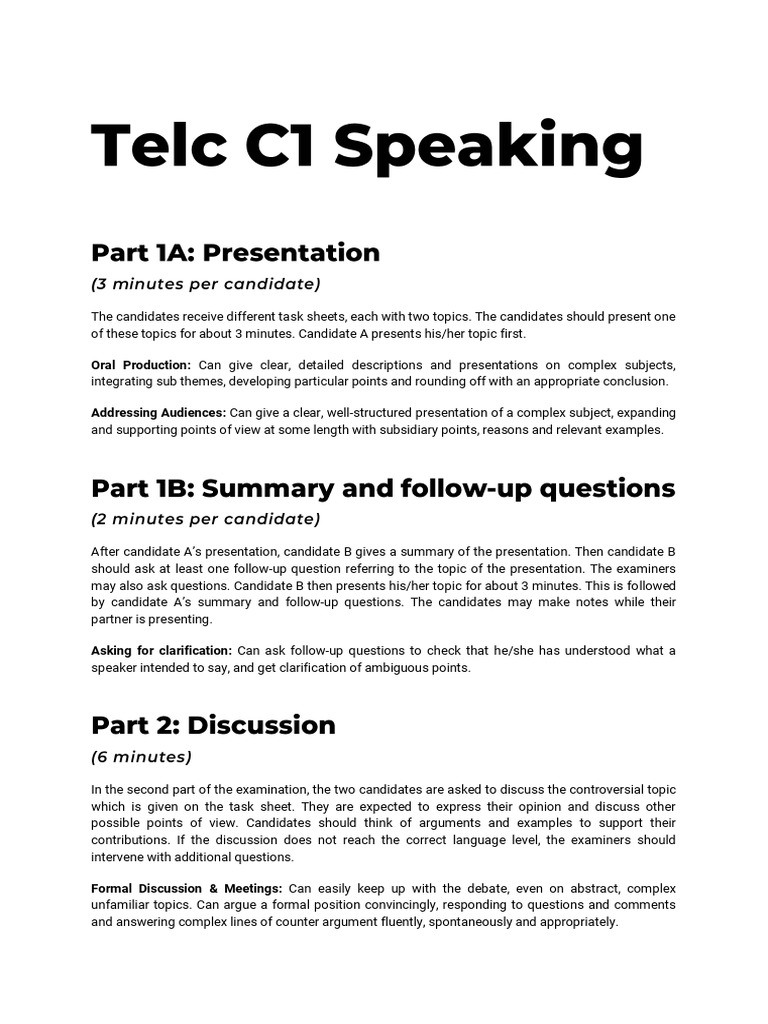 Telc C1 Speaking | PDF