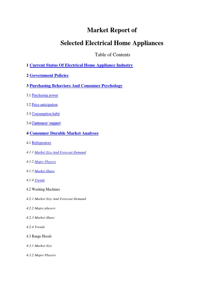 Market Research Sample | PDF | Home Appliance | Economy Of China