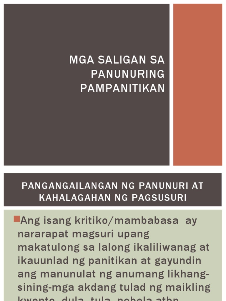 1.mga Saligan Sa Panunuring Pampanitikan | PDF