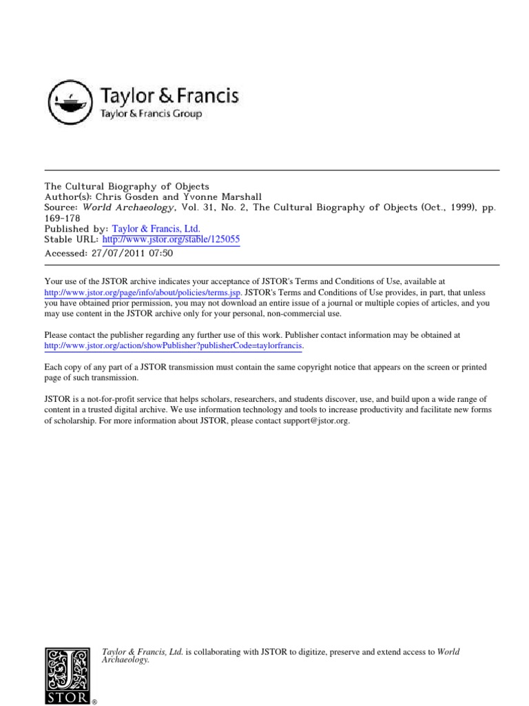 Cultural Biography of Objects | PDF | Archaeology