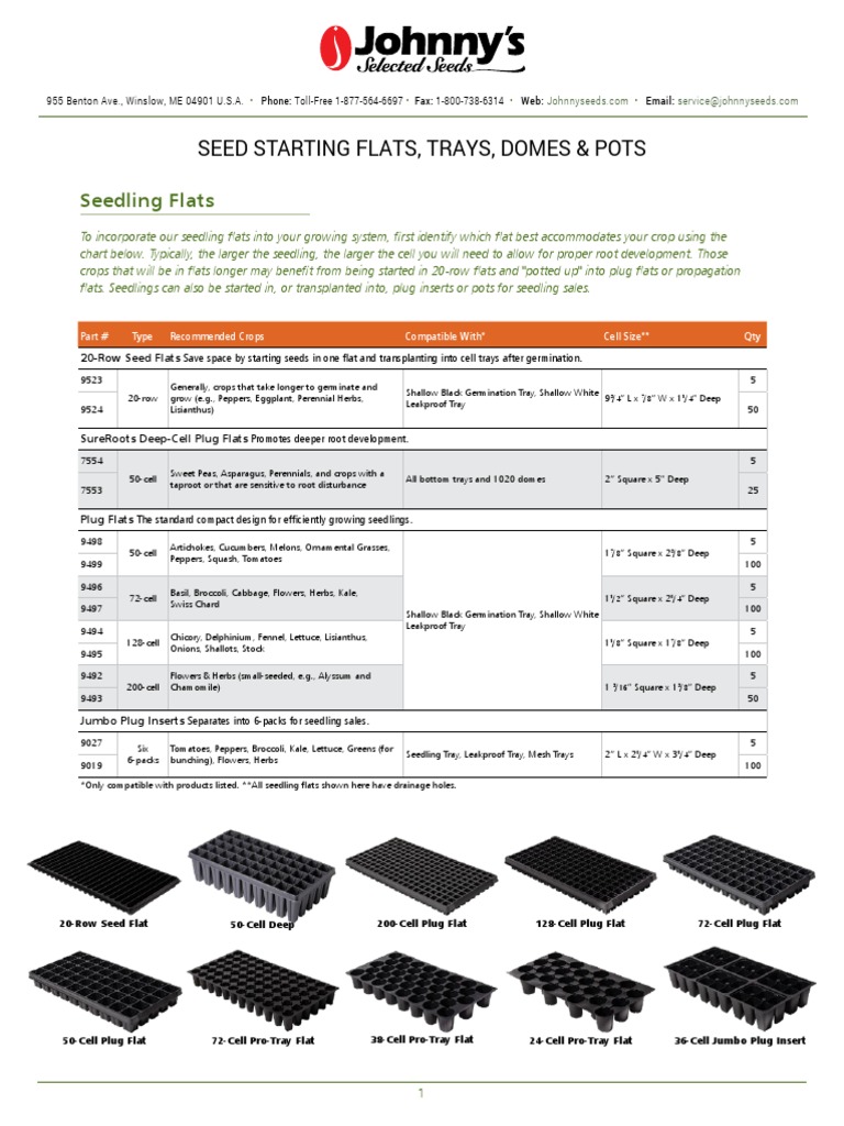 Domes Flats Trays Comparison Chart | PDF | Seed | Perennial Plant