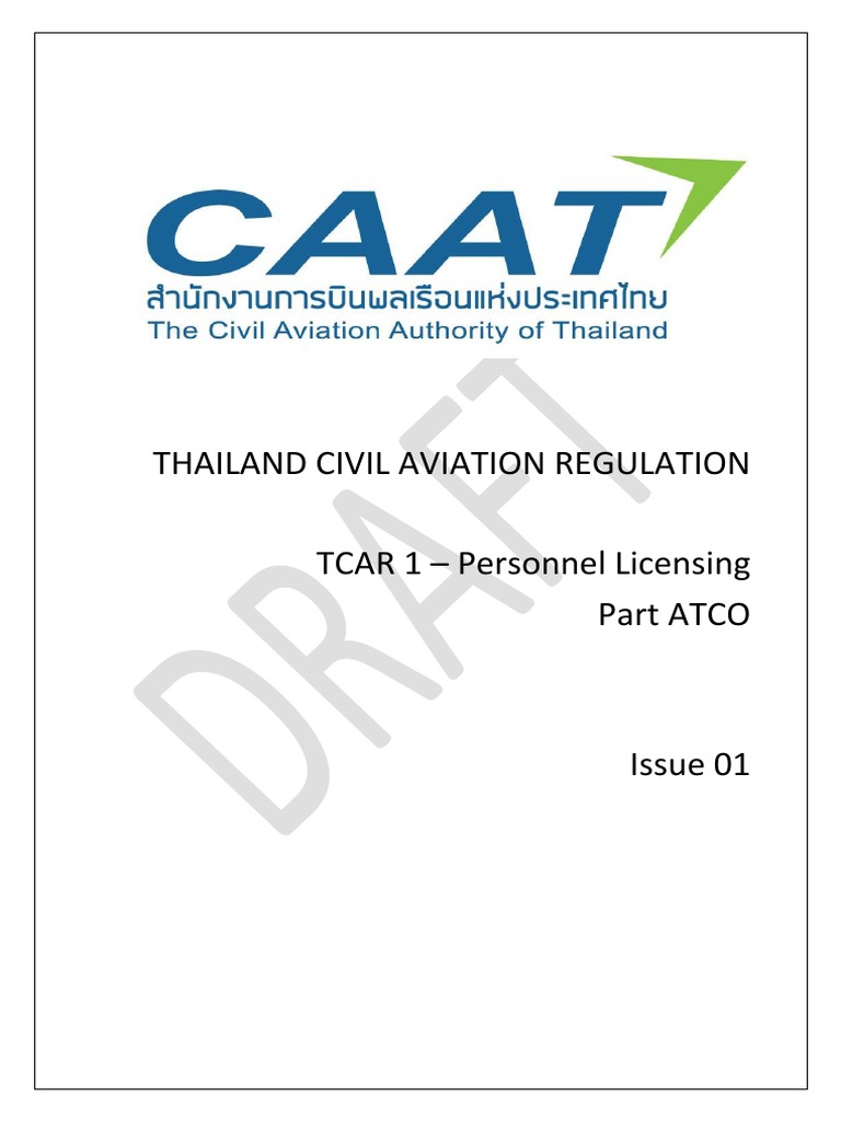TCAR 1: ATCO Personnel Licensing | PDF | Air Traffic Control | Flight ...
